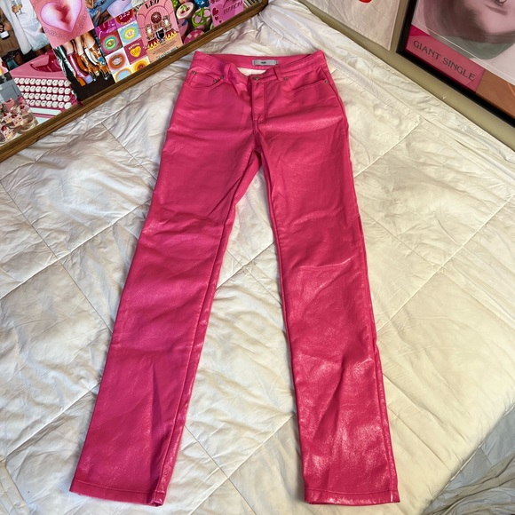 Edikted | Pants & Jumpsuits | Edikted Pink Leather Pants | Poshmark